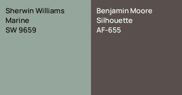 Sherwin Williams Marine vs. Benjamin Moore Silhouette comparison