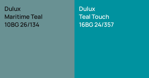 Dulux Maritime Teal vs. Dulux Teal Touch comparison