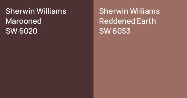 Sherwin Williams Marooned vs. Sherwin Williams Reddened Earth comparison