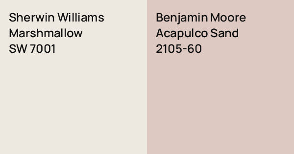 Sherwin Williams Marshmallow vs. Benjamin Moore Acapulco Sand comparison