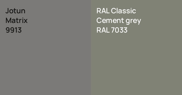 Jotun Matrix vs. RAL Classic Cement grey comparison