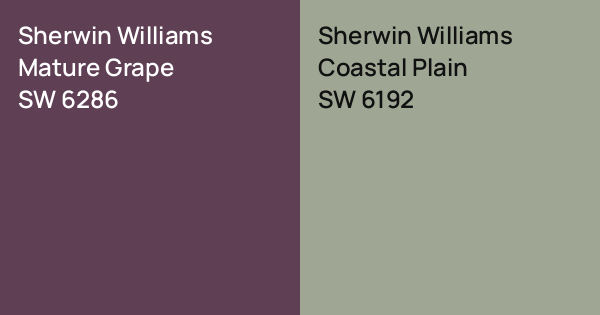 Sherwin Williams Mature Grape vs. Sherwin Williams Coastal Plain comparison