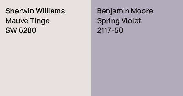 Sherwin Williams Mauve Tinge vs. Benjamin Moore Spring Violet comparison