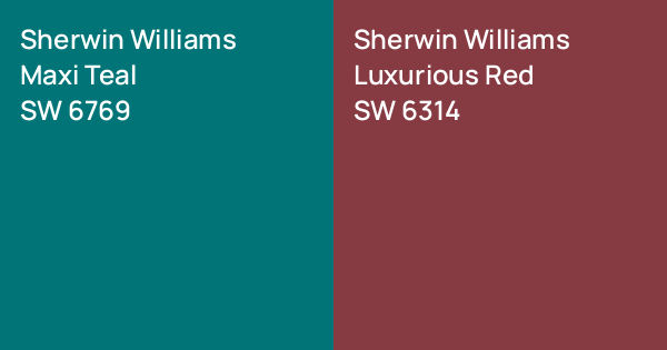 Sherwin Williams Maxi Teal vs. Sherwin Williams Luxurious Red comparison