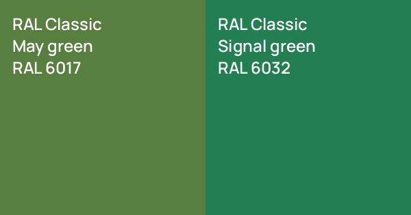 RAL Classic May green vs. RAL Classic Signal green comparison