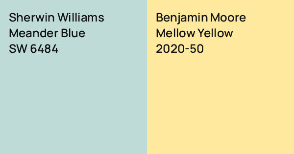 Sherwin Williams Meander Blue vs. Benjamin Moore Mellow Yellow comparison