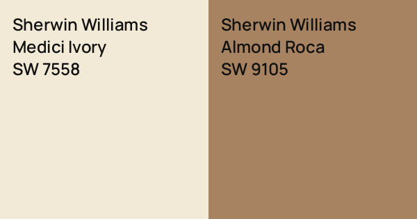 Sherwin Williams Medici Ivory vs. Sherwin Williams Almond Roca comparison