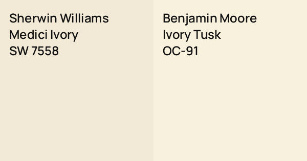 Sherwin Williams Medici Ivory vs. Benjamin Moore Ivory Tusk comparison