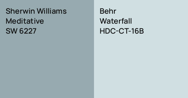 Sherwin Williams Meditative vs. Behr Waterfall comparison
