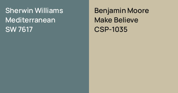 Sherwin Williams Mediterranean vs. Benjamin Moore Make Believe comparison