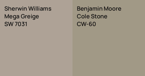 Sherwin Williams Mega Greige vs. Benjamin Moore Cole Stone comparison