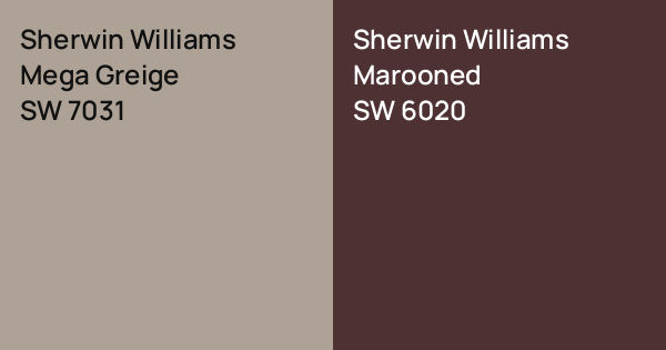Sherwin Williams Mega Greige vs. Sherwin Williams Marooned comparison