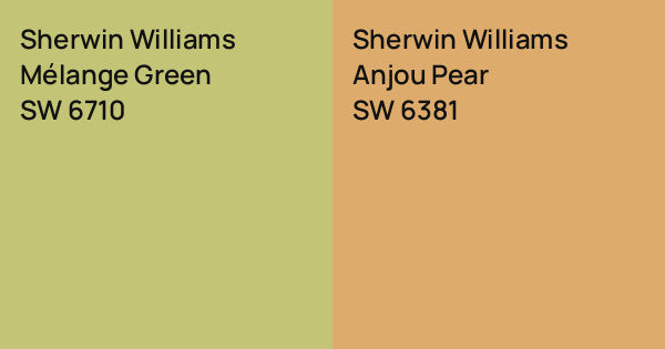 Sherwin Williams Mélange Green vs. Sherwin Williams Anjou Pear comparison