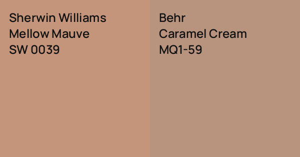 Sherwin Williams Mellow Mauve vs. Behr Caramel Cream comparison
