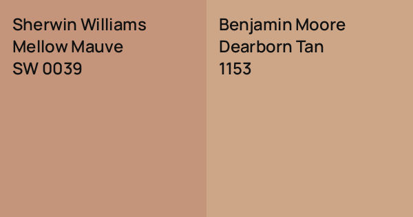Sherwin Williams Mellow Mauve vs. Benjamin Moore Dearborn Tan comparison