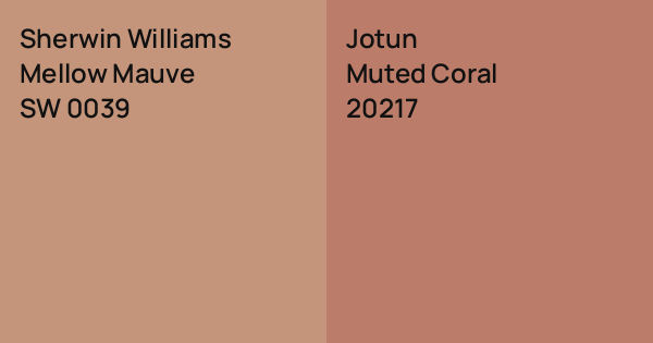 Sherwin Williams Mellow Mauve vs. Jotun Muted Coral comparison