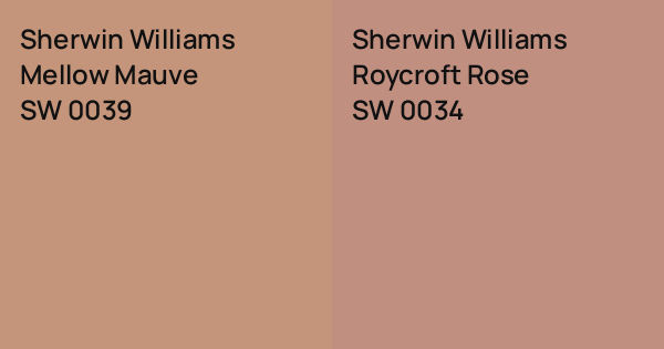 Sherwin Williams Mellow Mauve vs. Sherwin Williams Roycroft Rose comparison