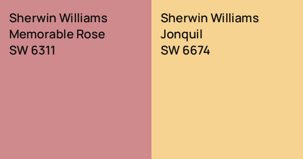 Sherwin Williams Memorable Rose vs. Sherwin Williams Jonquil comparison