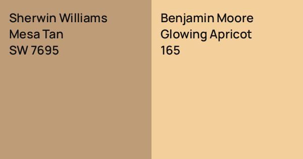 Sherwin Williams Mesa Tan vs. Benjamin Moore Glowing Apricot comparison