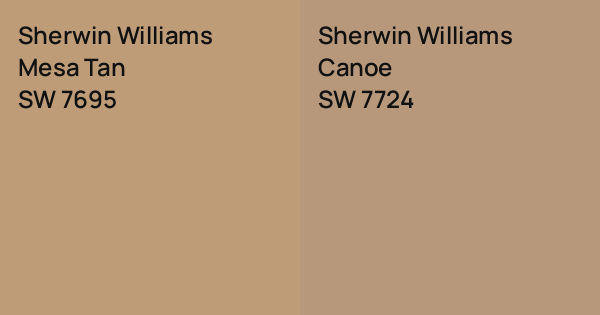 Sherwin Williams Mesa Tan vs. Sherwin Williams Canoe comparison