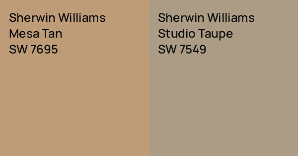 Sherwin Williams Mesa Tan vs. Sherwin Williams Studio Taupe comparison