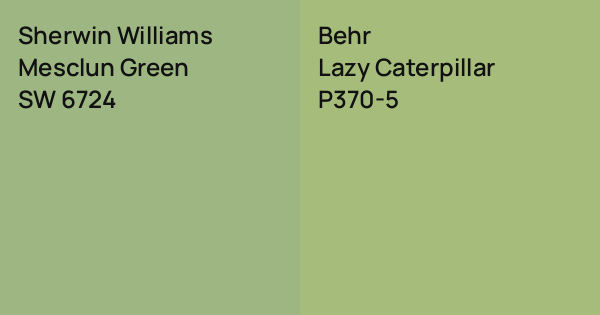 Sherwin Williams Mesclun Green vs. Behr Lazy Caterpillar comparison