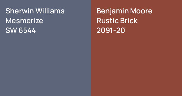 Sherwin Williams Mesmerize vs. Benjamin Moore Rustic Brick comparison