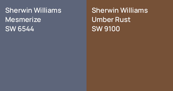 Sherwin Williams Mesmerize vs. Sherwin Williams Umber Rust comparison