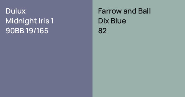 Dulux Midnight Iris 1 vs. Farrow and Ball Dix Blue comparison