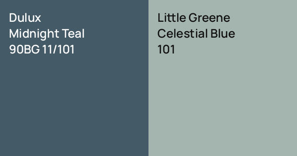 Dulux Midnight Teal vs. Little Greene Celestial Blue comparison