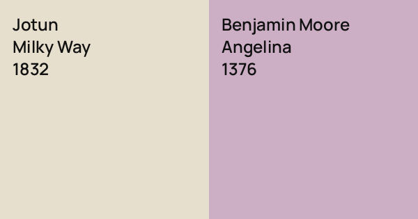 Jotun Milky Way vs. Benjamin Moore Angelina comparison