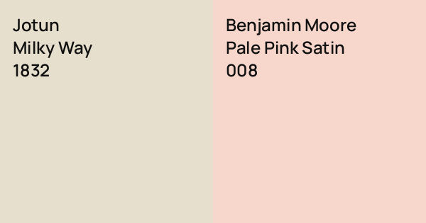 Jotun Milky Way vs. Benjamin Moore Pale Pink Satin comparison