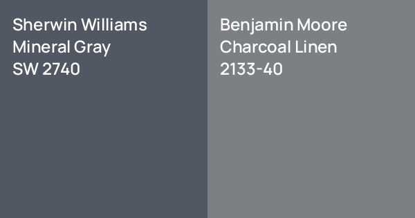 Sherwin Williams Mineral Gray vs. Benjamin Moore Charcoal Linen comparison