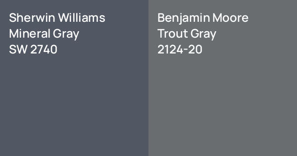 Sherwin Williams Mineral Gray vs. Benjamin Moore Trout Gray comparison