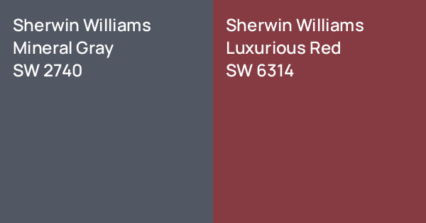Sherwin Williams Mineral Gray vs. Sherwin Williams Luxurious Red comparison