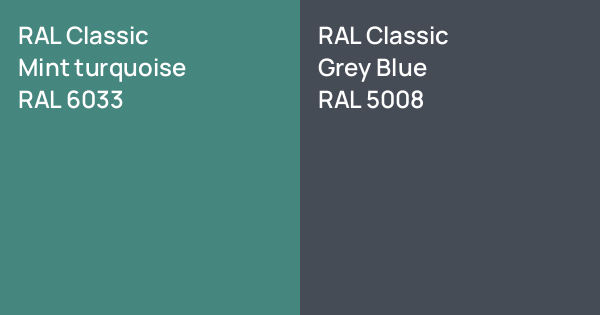 RAL Classic Mint turquoise vs. RAL Classic Grey Blue comparison