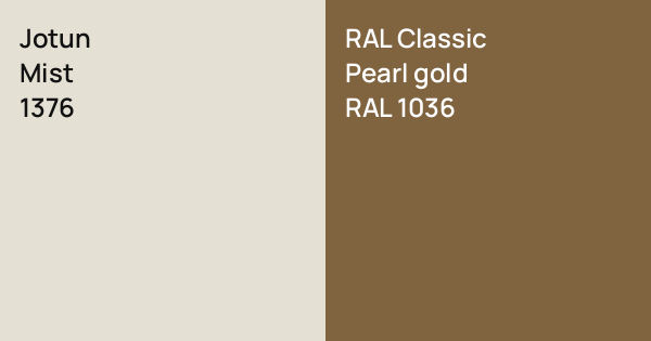 Jotun Mist vs. RAL Classic Pearl gold comparison