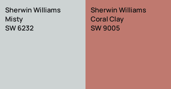 Sherwin Williams Misty vs. Sherwin Williams Coral Clay comparison