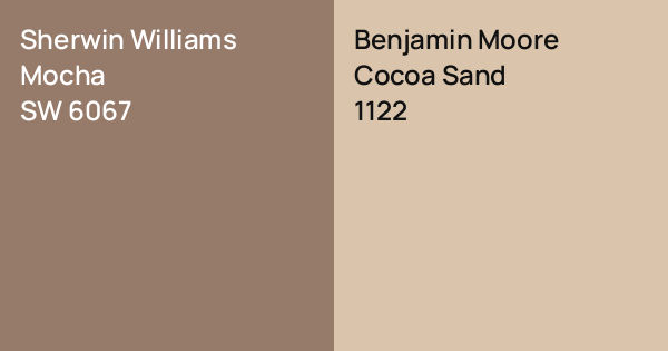 Sherwin Williams Mocha vs. Benjamin Moore Cocoa Sand comparison
