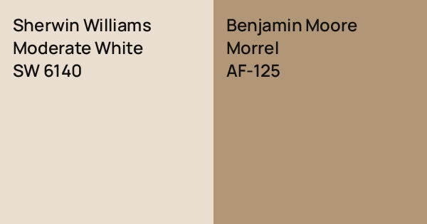 Sherwin Williams Moderate White vs. Benjamin Moore Morrel comparison