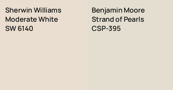 Sherwin Williams Moderate White vs. Benjamin Moore Strand of Pearls ...