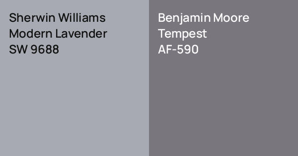 Sherwin Williams Modern Lavender vs. Benjamin Moore Tempest comparison
