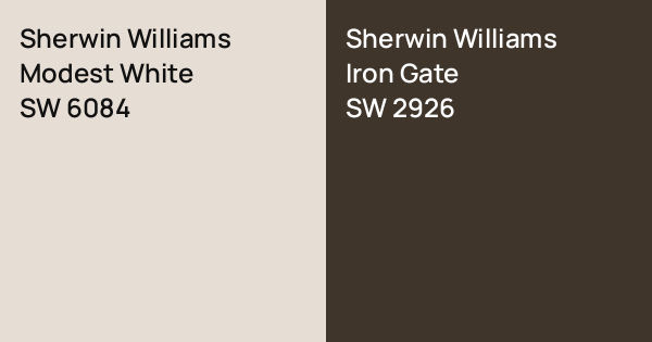 Sherwin Williams Modest White vs. Sherwin Williams Iron Gate comparison