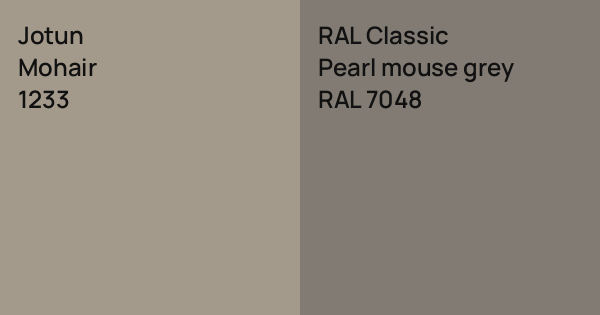 Jotun Mohair vs. RAL Classic Pearl mouse grey comparison