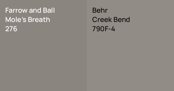 Farrow and Ball Mole's Breath vs. Behr Creek Bend comparison