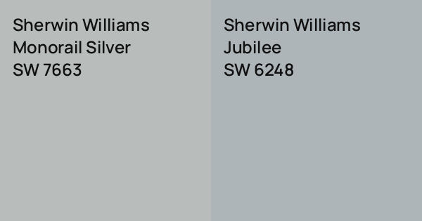 Sherwin Williams Monorail Silver vs. Sherwin Williams Jubilee comparison
