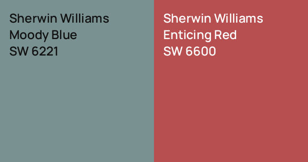 Sherwin Williams Moody Blue vs. Sherwin Williams Enticing Red comparison