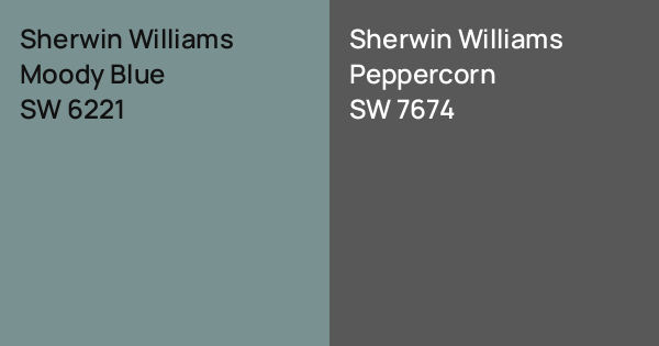 Sherwin Williams Moody Blue vs. Sherwin Williams Peppercorn comparison