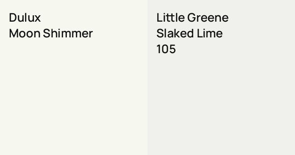 Dulux Moon Shimmer vs. Little Greene Slaked Lime comparison