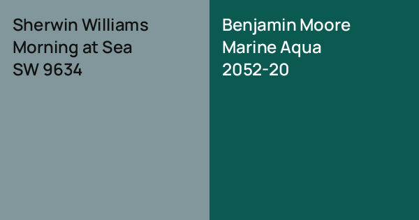 Sherwin Williams Morning at Sea vs. Benjamin Moore Marine Aqua comparison